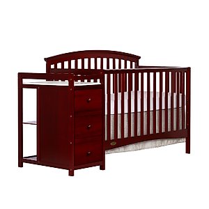 Dream On Me Niko 5-in-1 Convertible Crib with Changer in Cherry, Greenguard Gold Certified