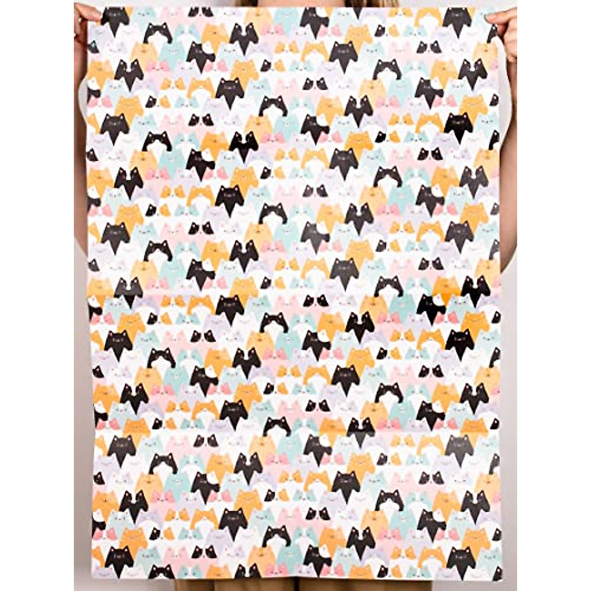 CENTRAL 23 Cats Wrapping Paper - 6 Sheets of Birthday Gift Wrap for Her - Kitten Kities - Fun Gift Wrap for Cat Owner - For Fur Mom - Pastel Colors - Recyclable