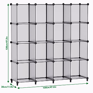HOMIDEC Book Shelf 16 Cubes Bookcase Bookshelf Cube Storage Organizer Portable Display Bookshelf Kids Bookshelf Book Case for Study Room,Bedroom,Office,Living Room,Closet (47.2x11.8x47.2 inch)