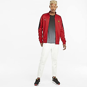 PUMA Men's Standard Ferrari Race T7 Track Jacket, Rosso Corsa, Medium