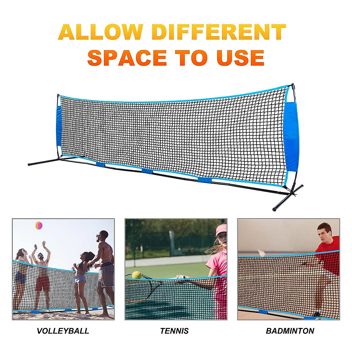 Sharellon Volleyball Net, Portable Volleyball Net, 10x3FT Volleyball Tennis Pickleball Soccer Training Net for Kids Indoor, Outdoor, Backyard, Beach, Driveway, Pool with Carrying Bag