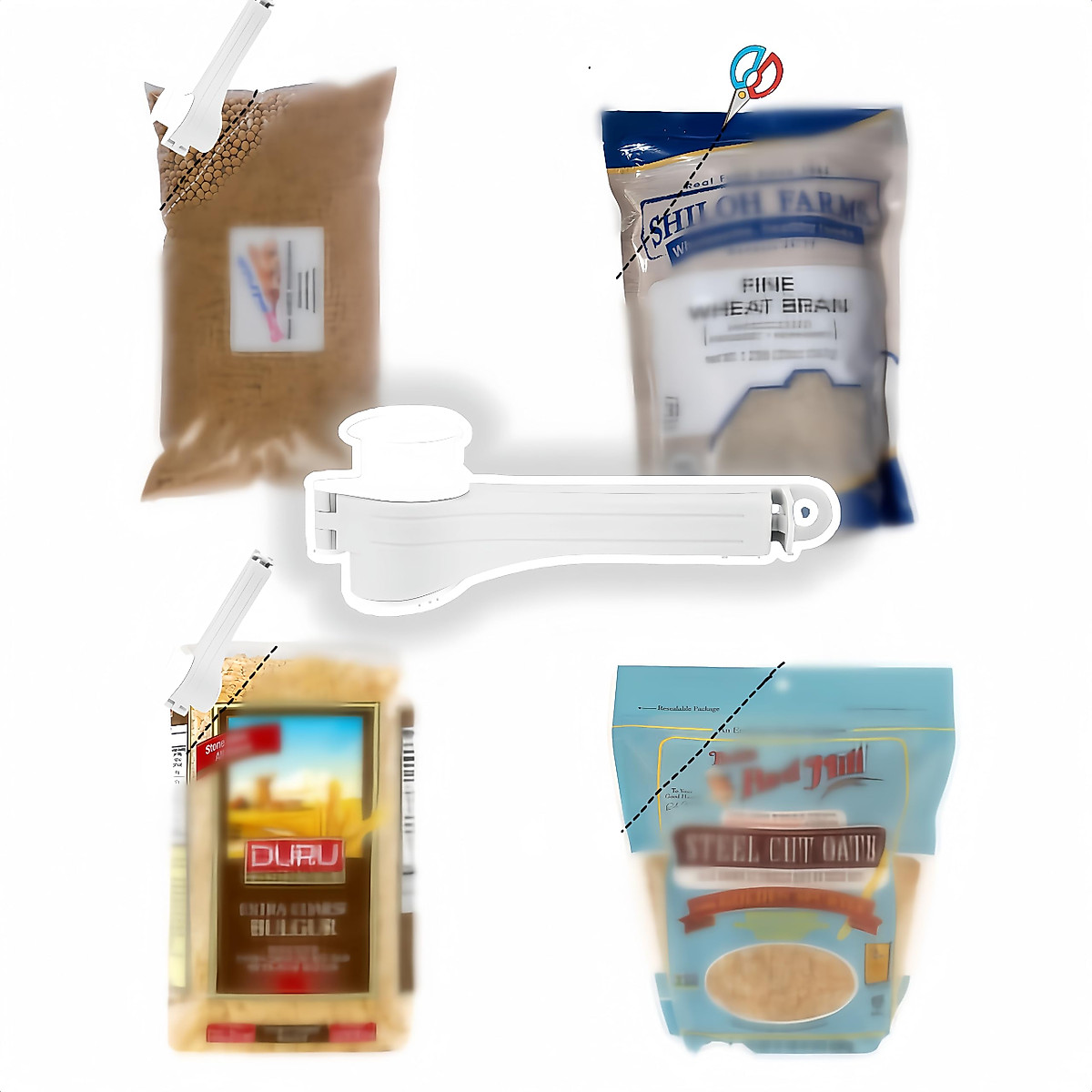 Food Storage Sealing Clips with Pour Spouts, Bag Clips for Food, Kitchen Chip Bag Clips, Plastic Cap Sealer Clips, Great for Kitchen Food Storagec,1pcs While (S_While)