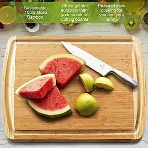 Medium Bamboo Cutting Board and Food Grade Oil Spray by Greener Chef