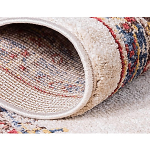 Unique Loom Utopia Collection Traditional Classic Vintage Inspired Area Rug with Warm Hues, 7' Round, Cream/Blue