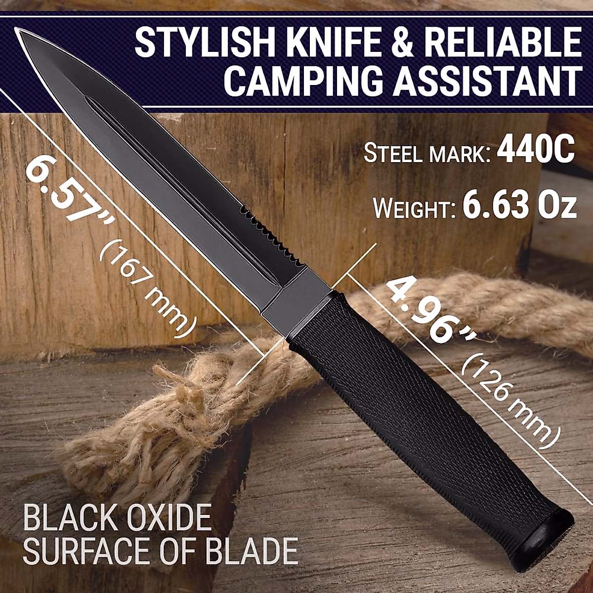 Tactical Knife with Sheath & Micarta Handle - Small Fixed Blade Knife - Pocket Knife - Military Style - Tactical Knife - Good for Camping Hunting Survival Activities