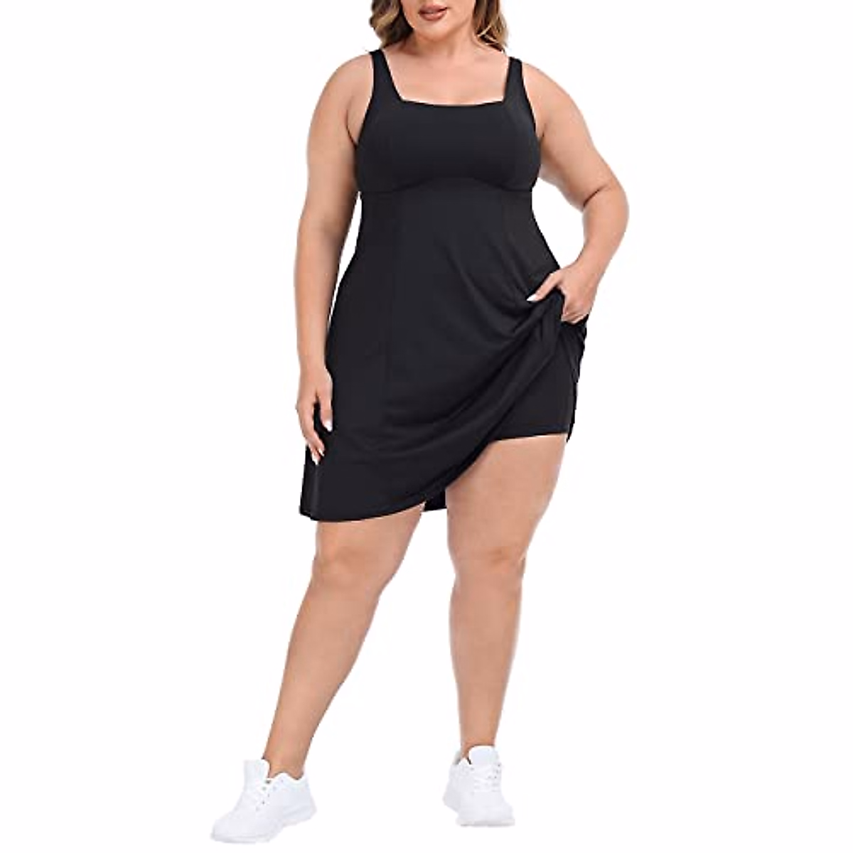 HDE Womens Plus Size Tennis Athletic Workout Dress with Built-in Shorts & Bra Black - 20