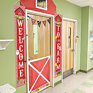 Farm Animal Porch Banner, Barnyard Party Decorations, Farm Animal Themed Party Door Banner, 12×71 Inches, Farm Animal Decorations for Baby Shower Birthday Wedding Party