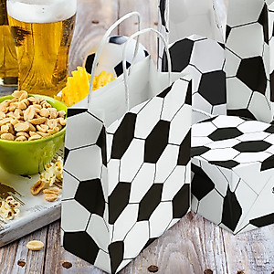 30 Pcs Soccer Party Favor Bags Soccer Paper Goodie Bags Soccer Themed Print Present Bags Candy Bags for Kids Boys Girls Adult Soccer Football Sports Birthday Party Supplies