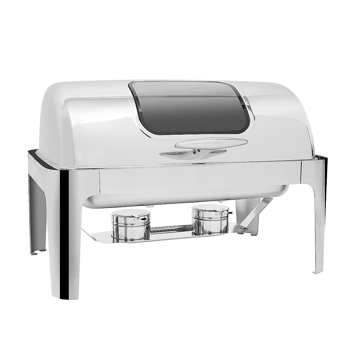 Chafing Dish Buffet Server, Food Warmers Roll Top Chaffing Server with 3 Pans Food Warmers with Alcohol Stove Food Trays for Catering Party buffet