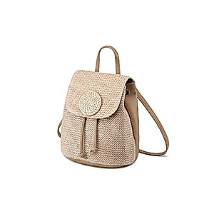 Brand: SEVEVN This is a cute and fashionable backpack woven in rattan that can also be carried by hand. (beige)