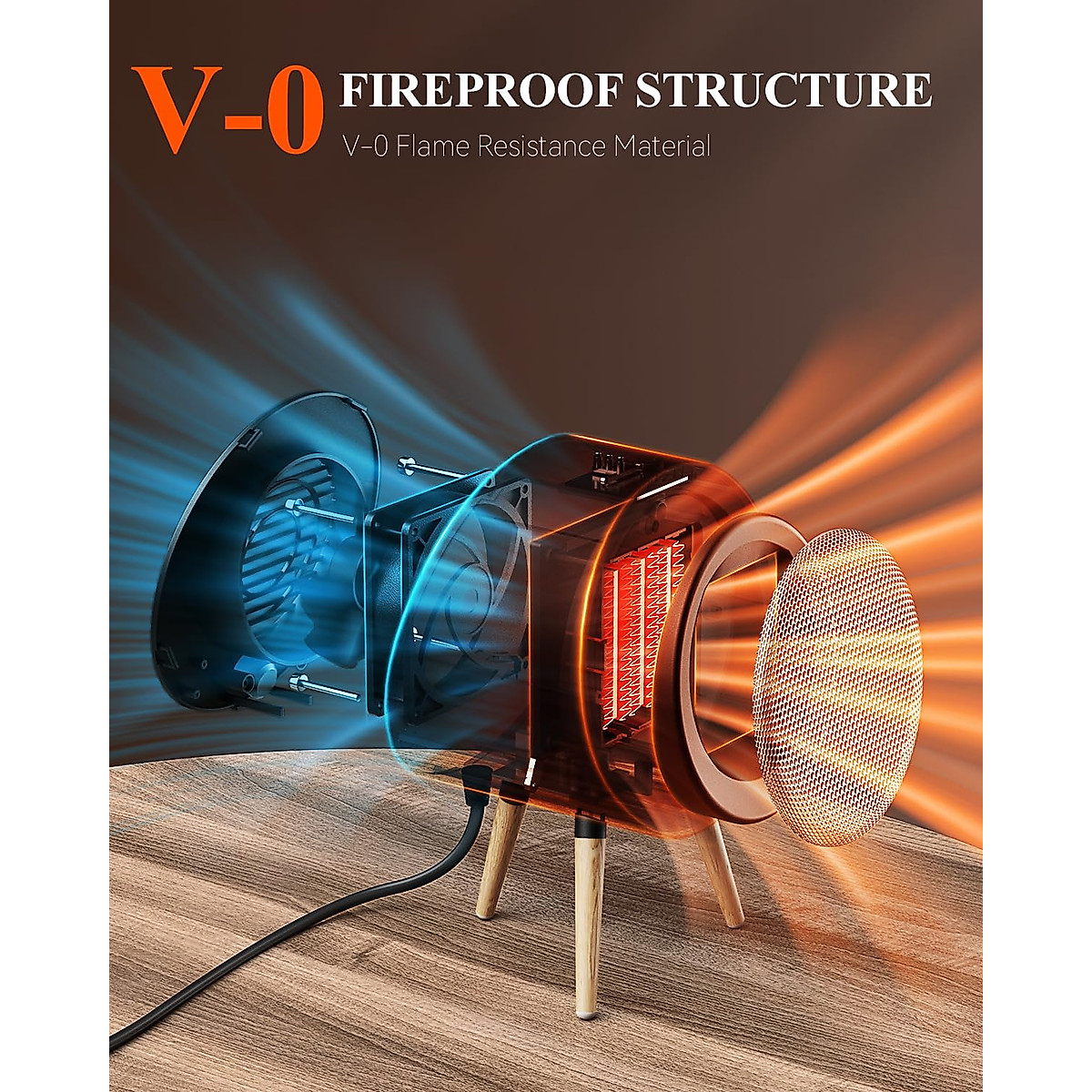 Gaiatop Space Heater, 1000W Energy Efficient Small Space Heater for Indoor Use, PTC Fast Heating Ceramic Electric Space Heater for Office Bedroom Use Home Motorhome-White