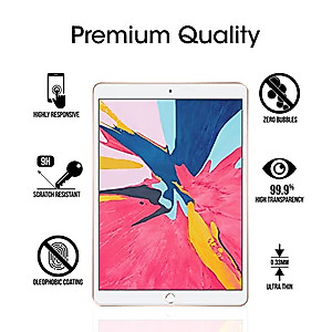 amFilm Glass Screen Protector for iPad Air 3, iPad Pro 10.5" (2017), Apple Pencil Compatible, Tempered Glass, 2 Pack