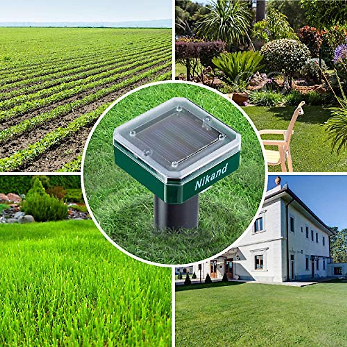 NIKAND Solar Mole Repellent Ultrasonic 4 Pack Outdoor Powered Sonic Deterrent - Mole Stopper Scare Vole for Lawn Garden Yard Home - Groundhog Repeller Snake Rodent Gopher Spikes Chaser Pest (4 Pack)