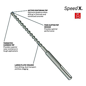 BOSCH HC5070 1-1/4 In. x 13 In. SDS-max Speed-X Carbide Rotary Hammer Bit for Concrete Drilling