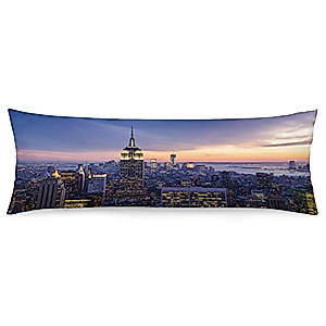 AIRMARK Body Pillow Cover,New York City Skyline with Skyscrapers at Sunset Printed Long Pillow Cases Protector with Zipper Decor Soft Large Covers Cushion for Beding,Couch,Sofa,Home Gift 20"x54"