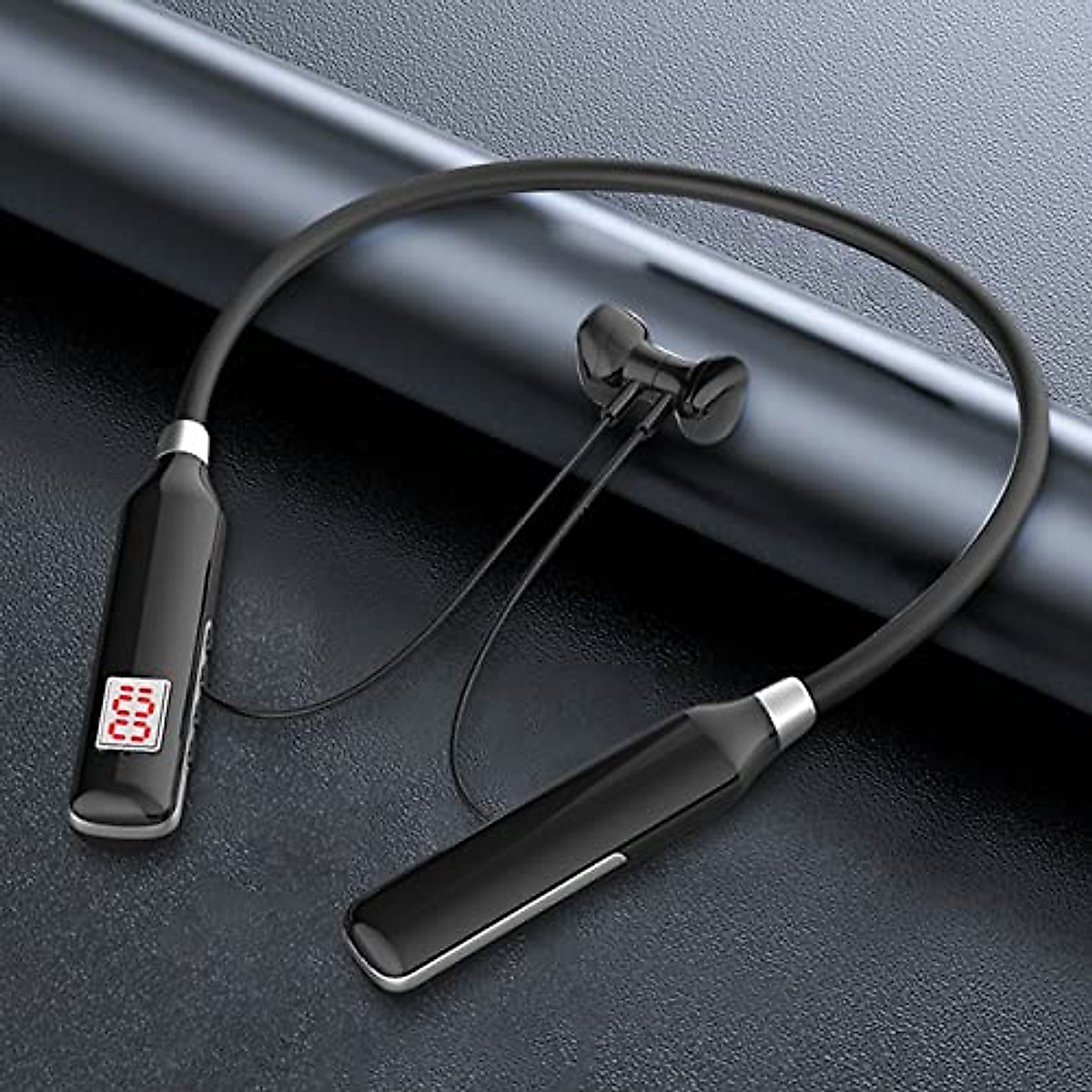 Fashion HiFi Bluetooth Headset, Card Subwoofer Gaming Sports Listening Song Dual-Mode Neck-Mounted Headset with Power Digital Display Screen