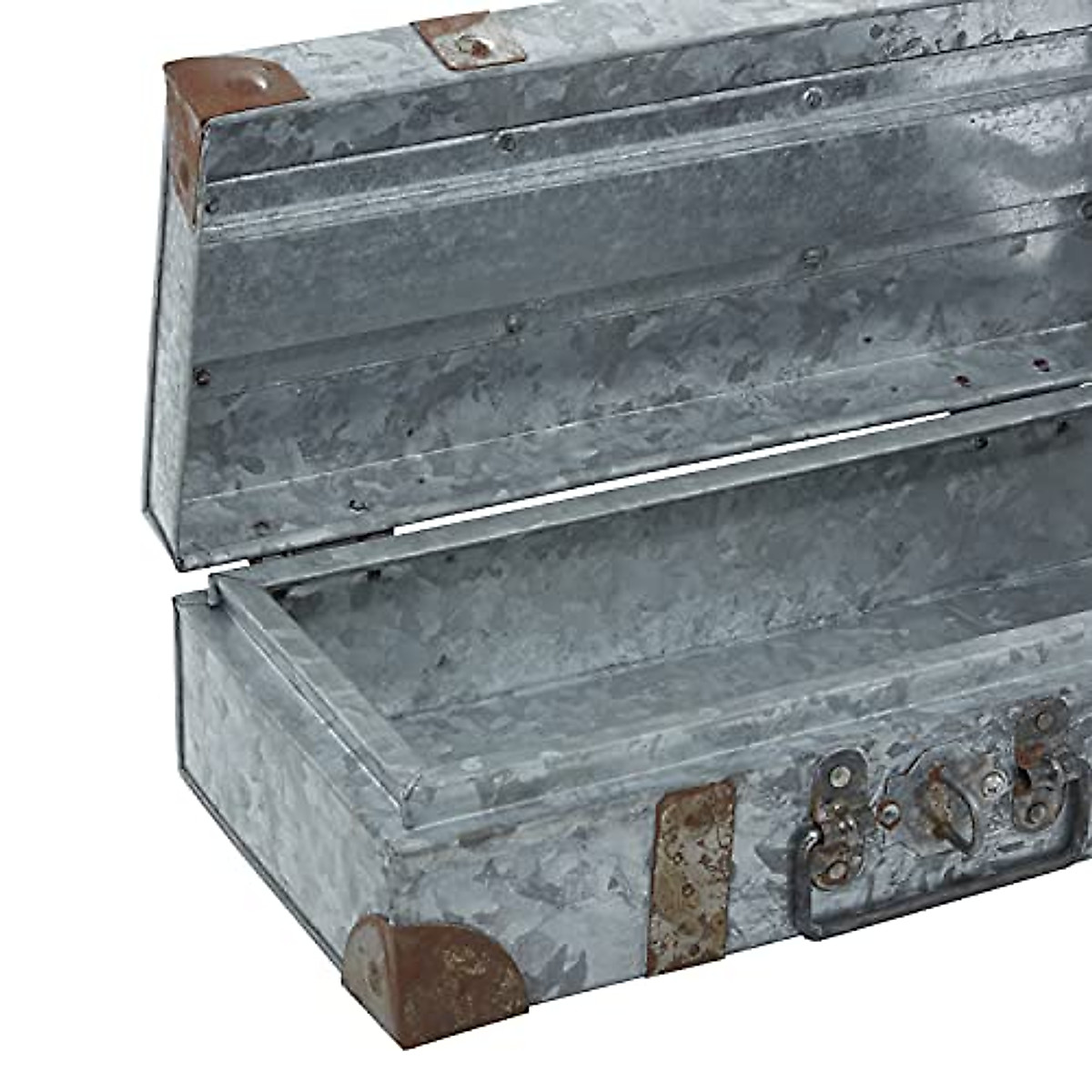 Deco 79 Metal Box with Hinged Lid, Set of 3 13", 16", 19"W, Gray