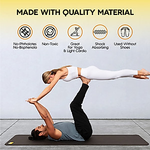 POGAMAT Premium Thick Yoga Mat - 6 ft X 4 ft x 8mm - Light Cardio Workout Mat - Extra Long Memory Foam Floor Mats for Yoga, Meditation and Stretching - Use For Any Exercise Without Shoes Black