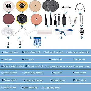 DZQ Jewelry Polisher w/Flex Shaft,Multifunctional Bench Grinder Sander 750W,Lathe Buffing Machine 10,000Rpm,Jewelry Buffer Polisher for Jewelry Making, Woodcrafting, Dental, Manual DIY 61Pcs Accs