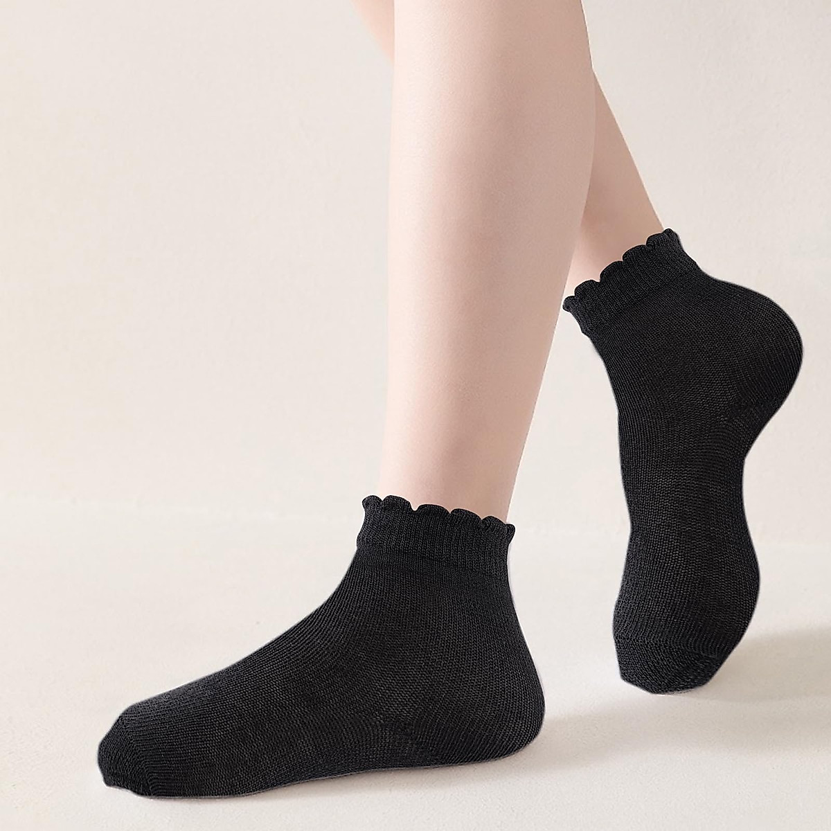 Looching 6 Pack Toddler Baby Girls Boys No Show Ankle Socks Cotton White Mesh Thin Low Cut Socks Kids 1-3Years