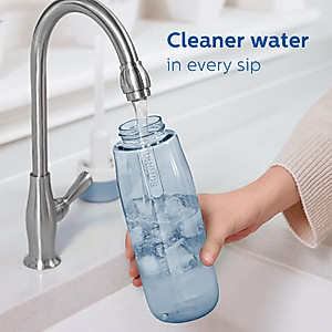 Philips GoZero Everyday Filtered Water Bottle with Philips Everyday Water Filter, BPA Free, Purify Tap Water into Tastier Healthy Drinking Water, Tritan Plastic, 36 oz Tritan, Navy Blue