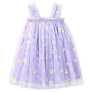 BGFKS Baby Girls Toddler Daisy Tutu Dress,Princess Party Dress with Soft Daisy Flower Headband.(Purple,12 Months)