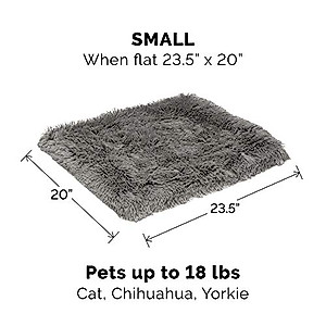 Furhaven Self-Warming Cat Bed for Indoor Cats, 4-Beds-in-1 & Washable - Plush Long Faux Fur Convertible Cuddler - Gray, Small