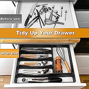 Conflech Black Plastic 6 slots silverware organizer