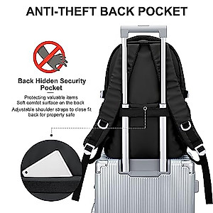 WEPOET Simple Aesthetic Black Backpacks For School,Lightweight Casual College Backpack Women,Travel Laptop Daypack Men,Waterproof Middle School Book bag For Teens Boys Girls