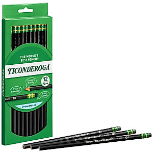 Ticonderoga Wood-Cased Pencils, Unsharpened, 2 HB Soft, Black, 12 Count