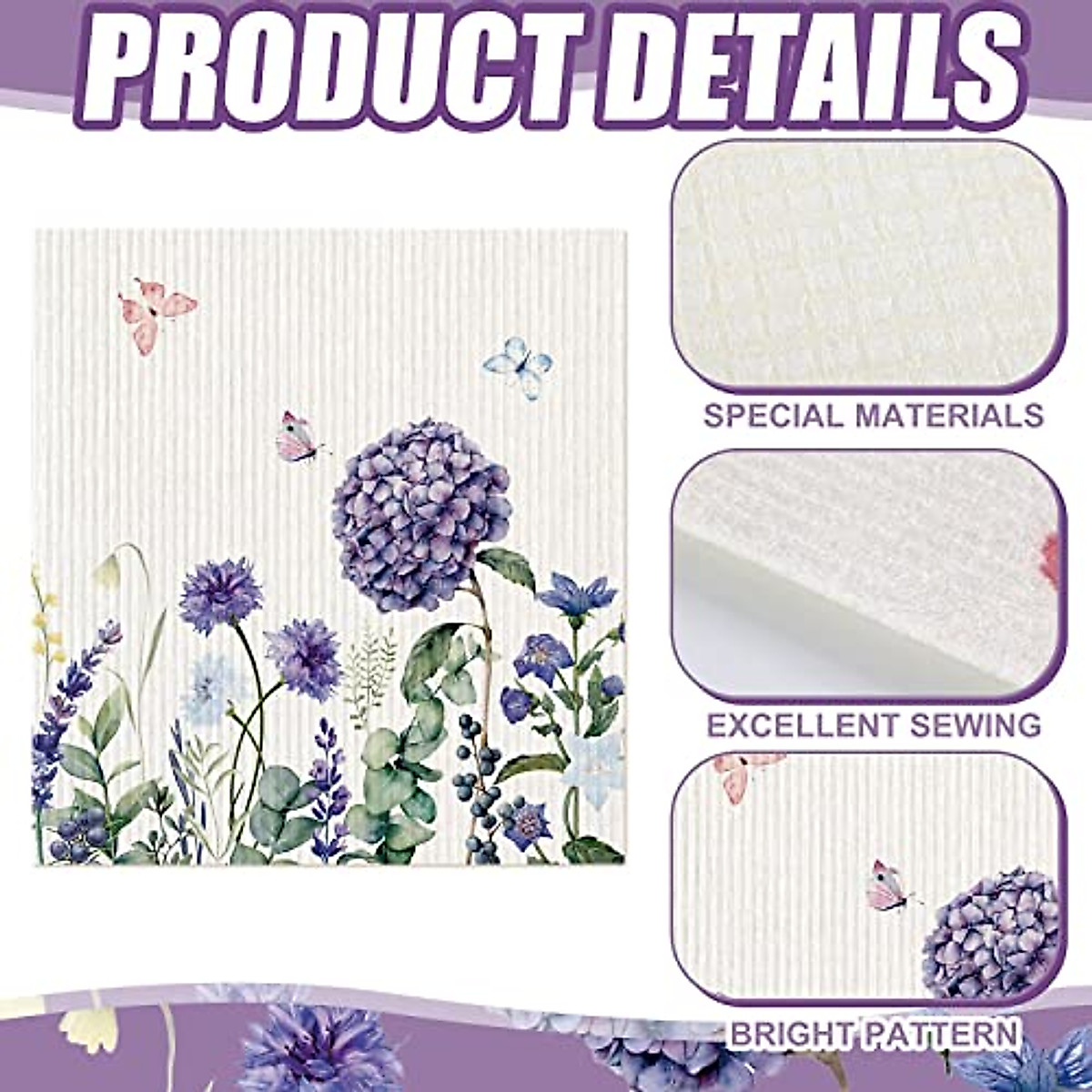 Sunnyray 12 Pcs Swedish Kitchen Dish Towels Dishcloth Reusable Sponge Cleaning Cloth Kitchen Towels Absorbent Washable Dish Cloth Drying Hand Towel(Multicolor, Wildflowers)