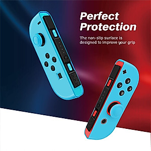 TNP Joycon Case for Nintendo Switch - Silicone Joy Con Case for Nintendo Switch & Switch Oled - Protective Switch Controller Case Cover with Thumb Grip Caps for Nintendo Switch Joycon (Black)