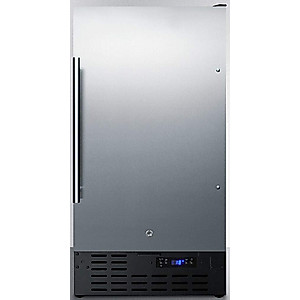 Summit Appliance BIM18SSADA 18" Wide ADA Compliant Frost-Free Icemaker for Built-in or Freestanding Use with Stainless Steel Door and Black Cabinet, Lock, Digital Thermostat, Digital Display