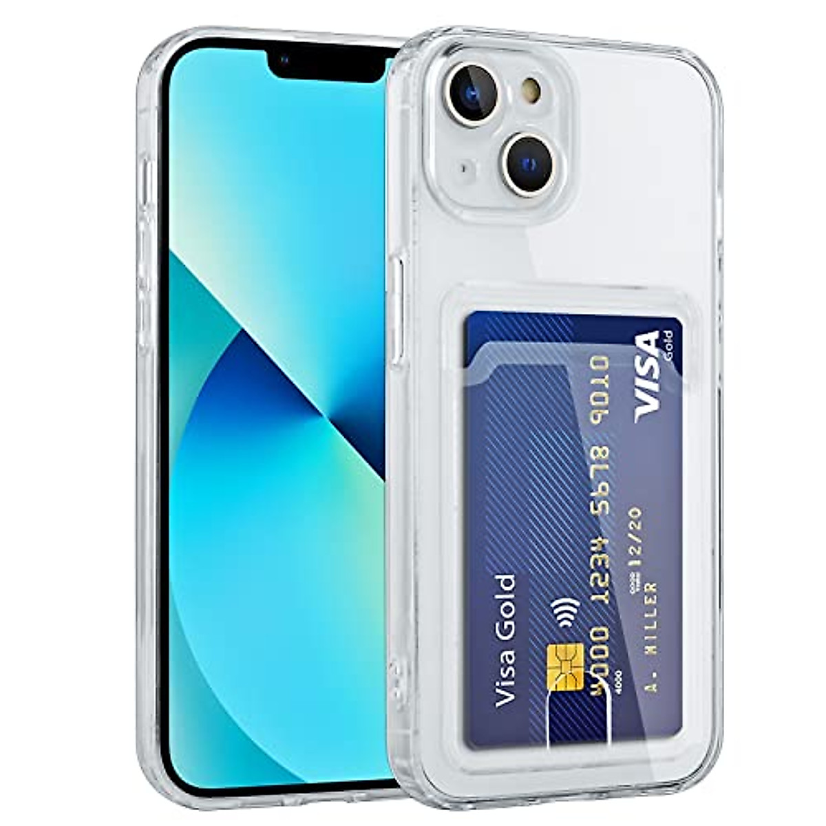 tharlet Compatible with iPhone 13 Wallet Clear Case with Card Holder, Non-Yellowing Phone Case, Precision Cut-Outs and TPU Bumper for Shock Absorption, Anti-Scratch Smudge-Proof (Matte Clear)
