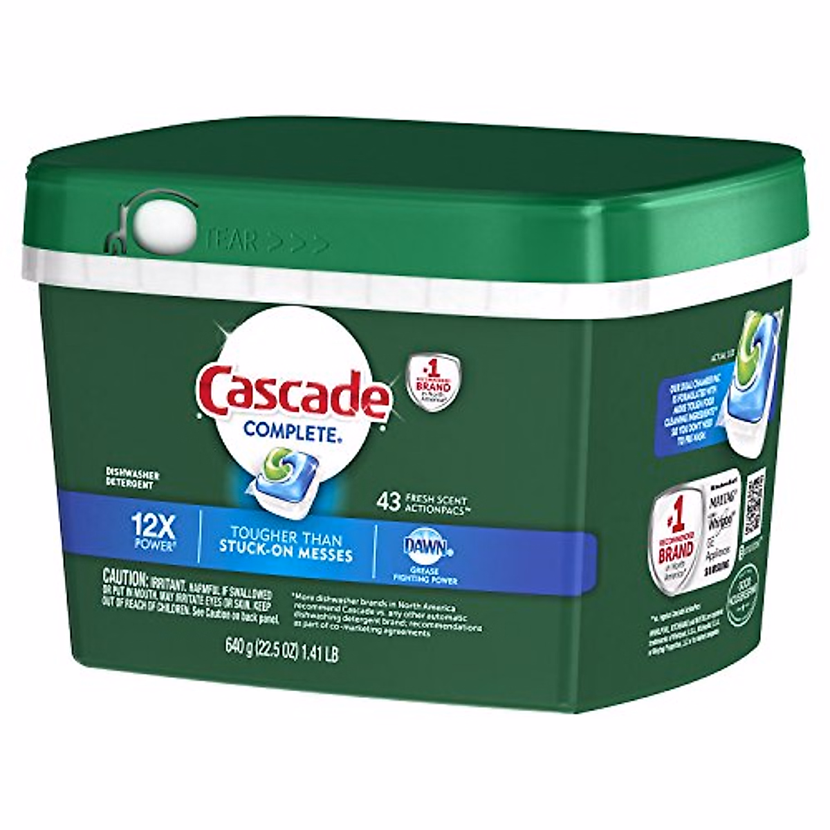 Cascade Complete Dishwasher Pods, Actionpacs Dishwasher Detergent, Fresh Scent with Dawn Power, 43 Count