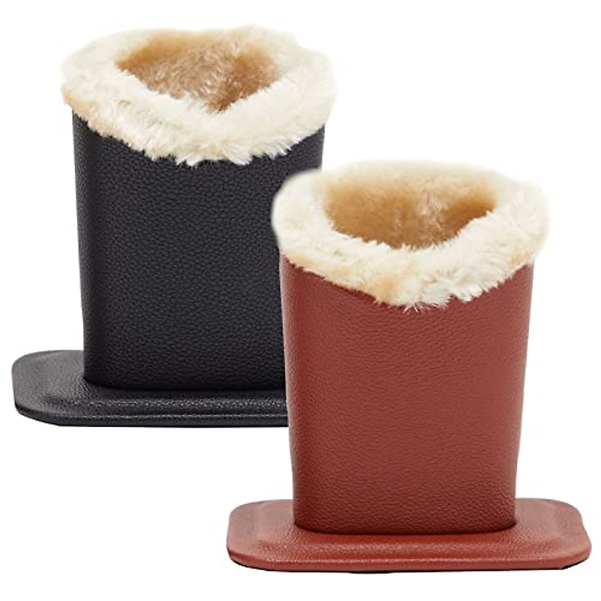 Juvale 2 Pack Eyeglasses Holder Stand, Plush Lined Bedside Glasses Case for Table, Desk, Nightstand (Black, Brown, PU Leather)
