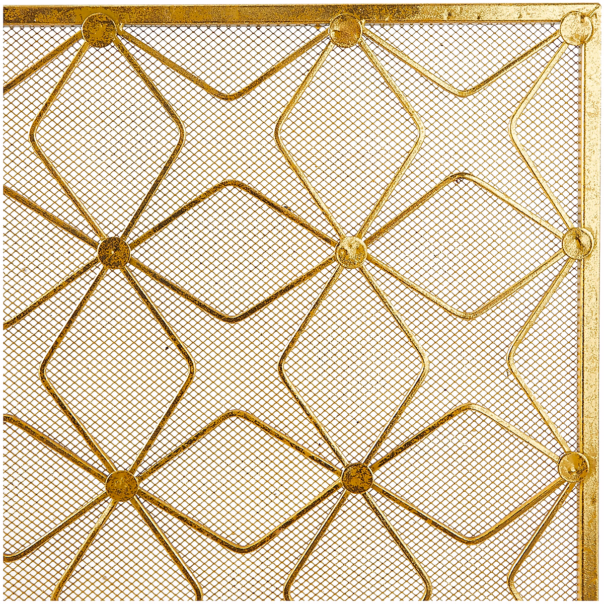 Deco 79 Metal Geometric Star Patterned Single Panel Fireplace Screen with Mesh Netting, 38" x 9" x 28", Gold