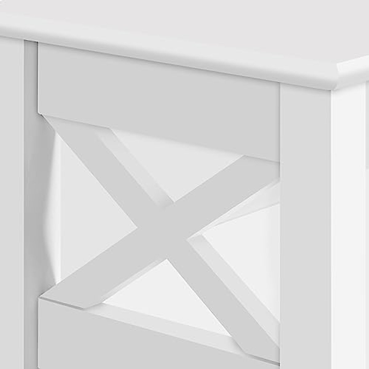 Yaheetech Small Side Table with Storage Shelf, 3-Tier Slim End Table with Magazine Rack, X Shaped Magazine Table for Living Room Home Office Balcony Small Spaces, 20? L � 10? W � 28? H, White