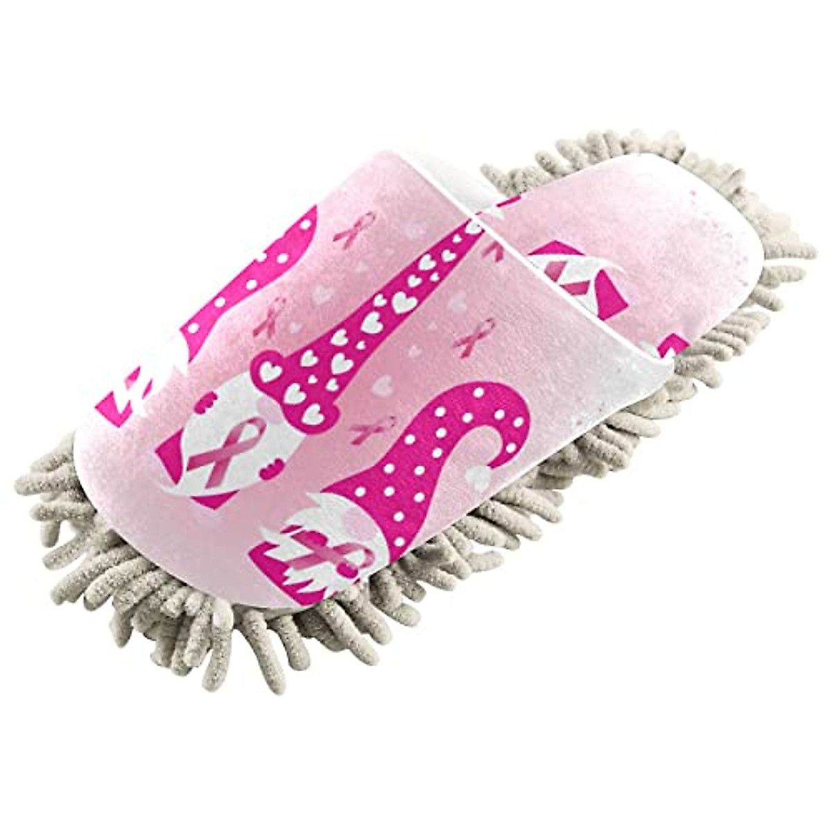 Kigai Microfiber Cleaning Slippers Pink Cute Gnomes Washable Mop Shoes Slipper for Men/Women House Floor Dust Cleaner, Size M