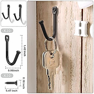 Wall Hooks for Hanging, 30pcs Black Coat Hook for Wall, Metal Hooks for Hanging, Heavy Duty Small Wall Hooks With Screws for Hanging Coats, Keys, Towel, Bags, Coffee Mug, Hat, Dog Leashes, Etc (Black)