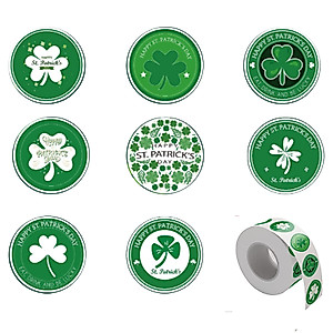 Winner 21 500 Pieces 1.5 Inch St Patrick's Day Ornament Stickers Roll Irish Shamrock Labels Clover Themed Self Adhesive Tag Seals for Bags Boxes Wrap Cards Party Decoration Supplie (Green)