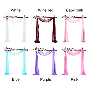 yeesiprua Wedding Arch Drapes, 18FT White Drapes Sheer Backdrop Curtain Chiffon Fabric Drapery Table Runner Sheer Voile Draping Panels Wedding Arches for Ceremony Curtain Valance Party Decoration