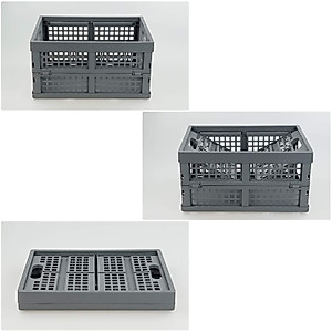 Nesmilers 3 Packs Plastic Collapsible Crates, Folding Bin, 15 L Foldable Crates