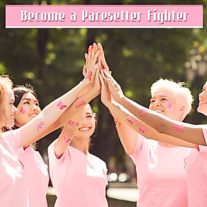 180 Pcs Breast Cancer Tattoo Sticker Temporary Pink Ribbon Tattoos Breast Cancer Awareness Glitter Tattoos Pink Ribbon Stickers Breast Cancer Body Tattoos for Women Girls Face Body Accessories