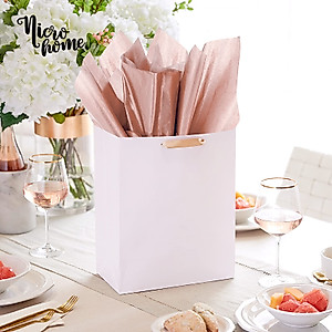 NICROHOME 50 Sheets Rose Gold Wrapping Paper, 20 x 28 Inch Metallic Blush Tissue Paper for Gift Bags Box Wrapping, Valentines Day Decor, Wedding Party Decorations, DIY Craft, Present Packaging