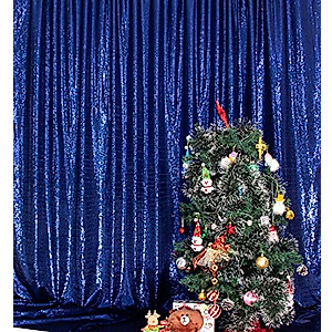 SquarePie Sequin Backdrop Opaque Non-Transparent Satin Photo Booth Photography Background Selfie Wall Video Live Sparkly Curtain for Wedding Patry 10FT x 10FT Navy Blue