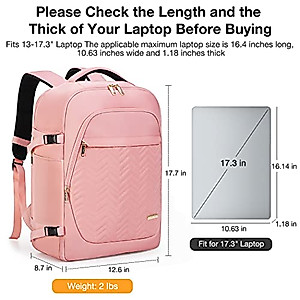 Lekebobor Travel Backpack for Women Men Carry on Backpack Flight Approved 17 Inch Luggage Daypack 40L Business College Weekender Overnight Laptop Backpack with 6 Packing Cubes,Pink