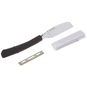ShearsDirect Non-Folding Straight Razor with 10 Blades, 1.7 Ounce (Pack of 1)