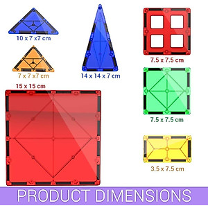 Desire Deluxe Magnetic Tiles Building Blocks Construction Toys for Boys & Girls 47pc – STEM Learning Educational, Kids Age 3 4 5 6 7 8 Year Old Gift