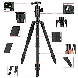 Fotopro X-Go Chameleon 4-Section Aluminum Tripod with FPH-52Q Ball Head, Black